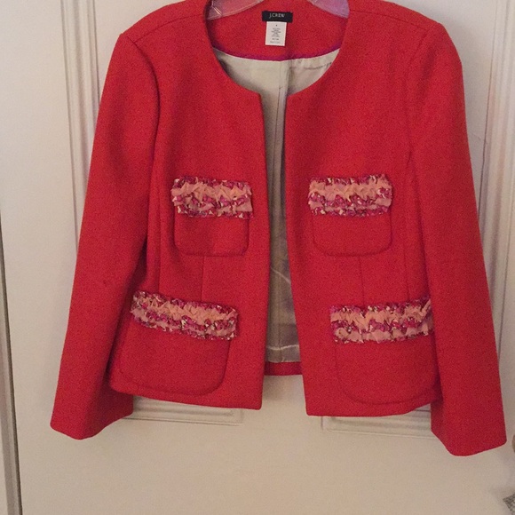 J. Crew | Jackets & Coats | Jcrew Wool Jacket W Ribbon Pocket Detail ...
